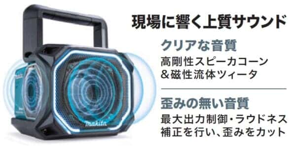 マキタ MR014G 充電式スピーカを発売、スピーカのサイズアップで重低音高音質を実現 ｜ VOLTECHNO